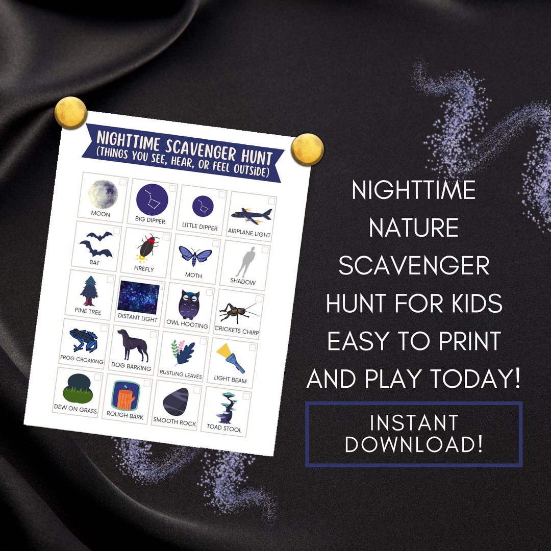 Nighttime Scavenger Hunt for Kids Printable – Outdoor After Dark ...