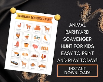 Farm Animal Scavenger Hunt for Kids Printable – Barnyard Outdoor ...