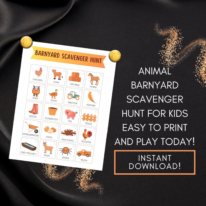Farm Animal Scavenger Hunt for Kids Printable – Barnyard Outdoor ...