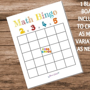Math Bingo - 2, 3, 4, and 5 Multiplication Learning Game Printable ...