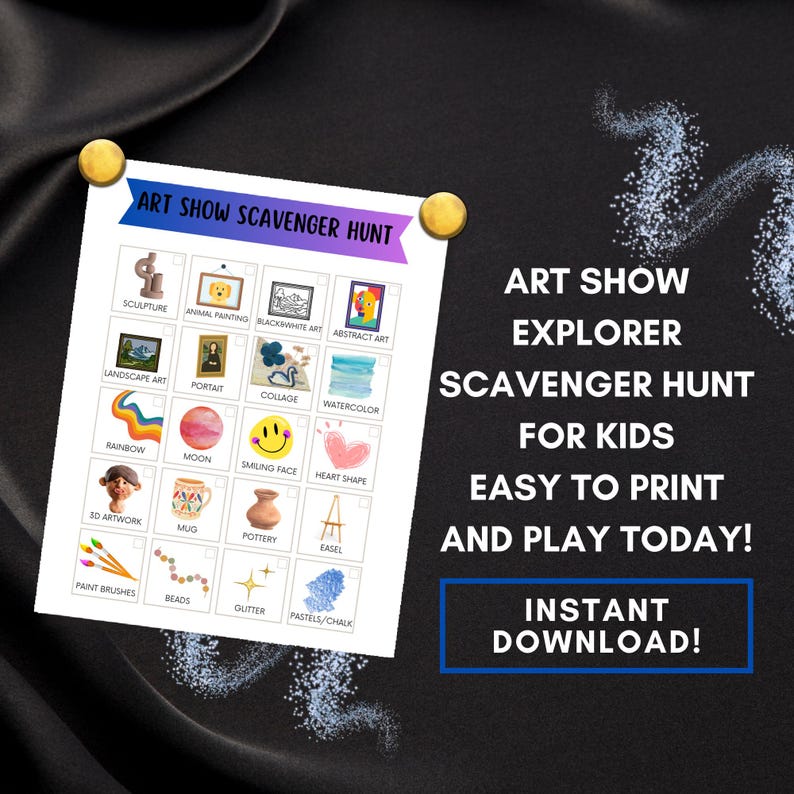 Art Show Scavenger Hunt Printable for Kids – Museum & Gallery Activity ...