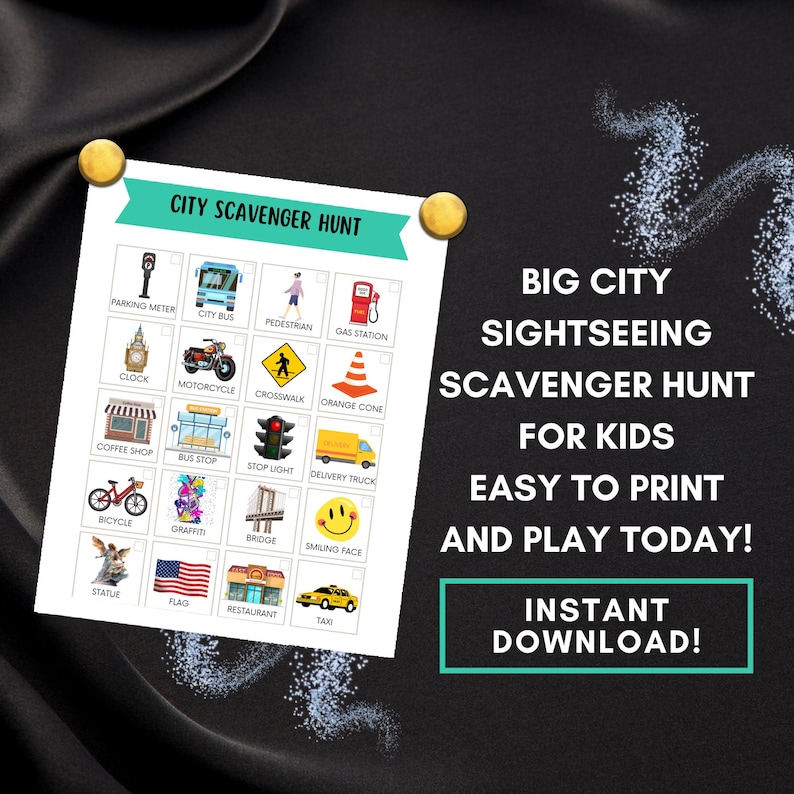 City Scavenger Hunt Printable for Kids – Urban Sightseeing Activity ...