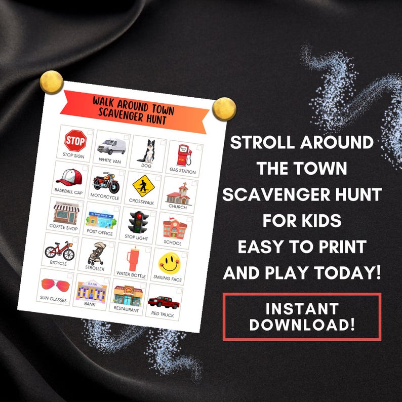 Town Scavenger Hunt for Kids Printable – Walk Around the Neighborhood ...