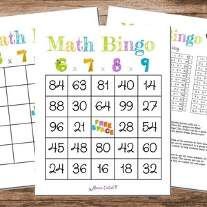 Math Bingo - 6, 7, 8, and 9 Multiplication Learning Game Printable ...