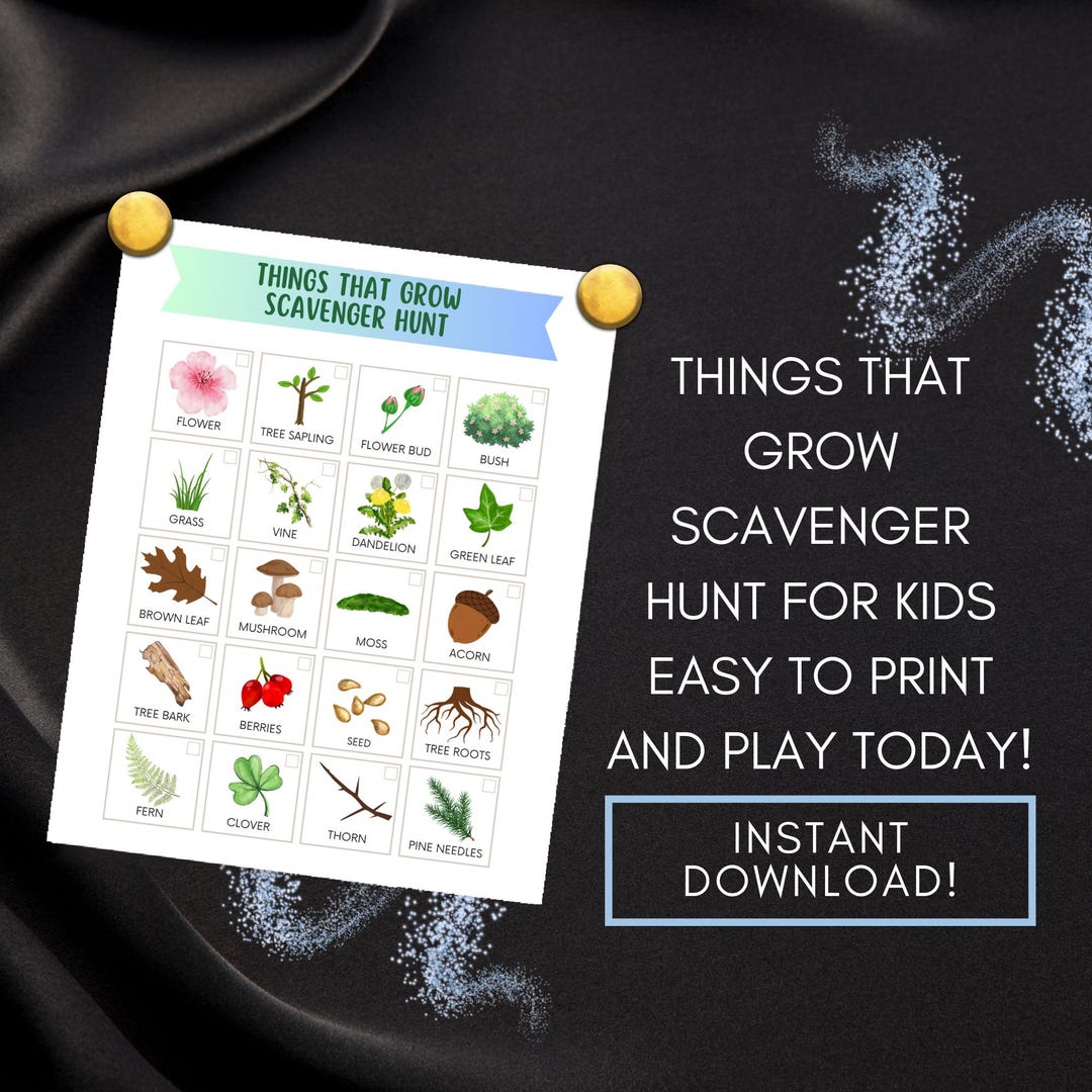 Things That Grow Scavenger Hunt for Kids Printable – Outdoor Nature ...