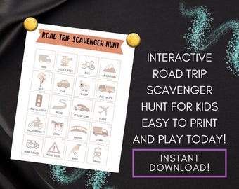 Road Trip Scavenger Hunt for Kids Printable – Car Ride Travel Game ...