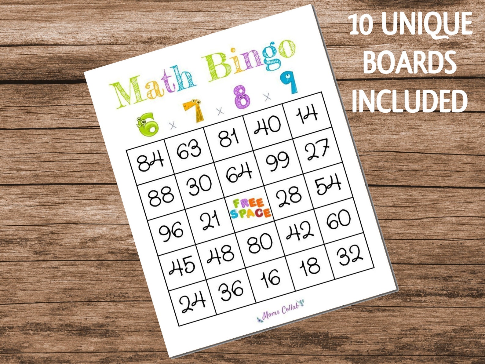 Math Bingo - 6, 7, 8, and 9 Multiplication Learning Game Printable ...