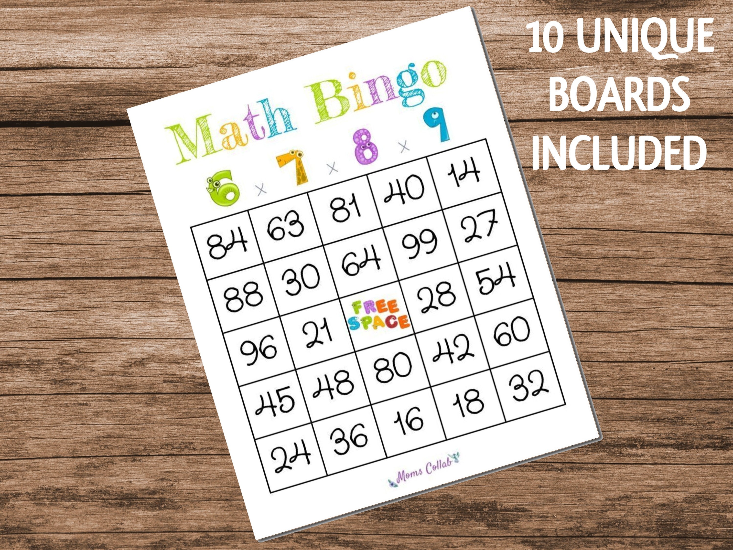 Math Bingo - 6, 7, 8, and 9 Multiplication Learning Game Printable ...