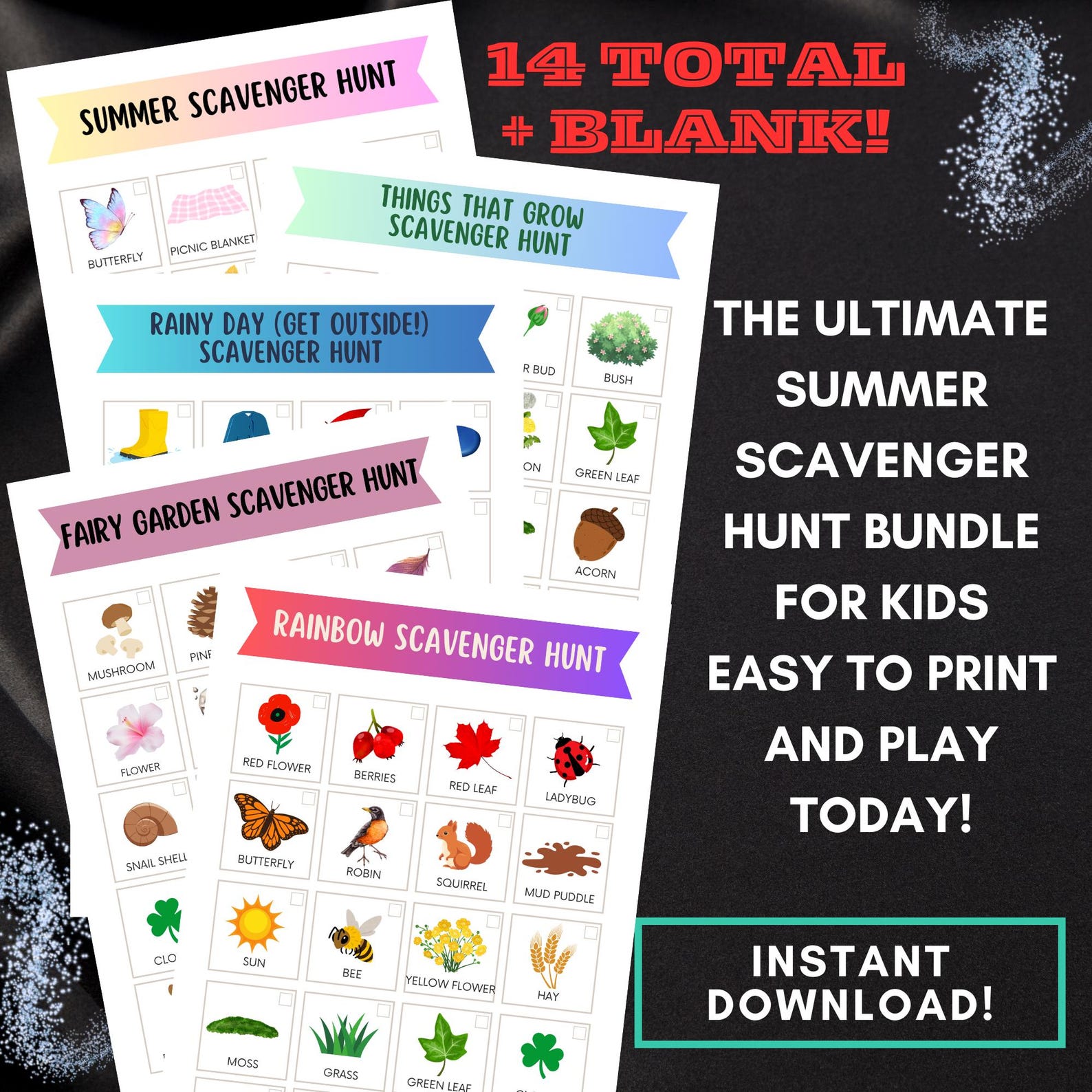 Ultimate Summer Scavenger Hunt Printable Pack for Kids – 14 Outdoor ...