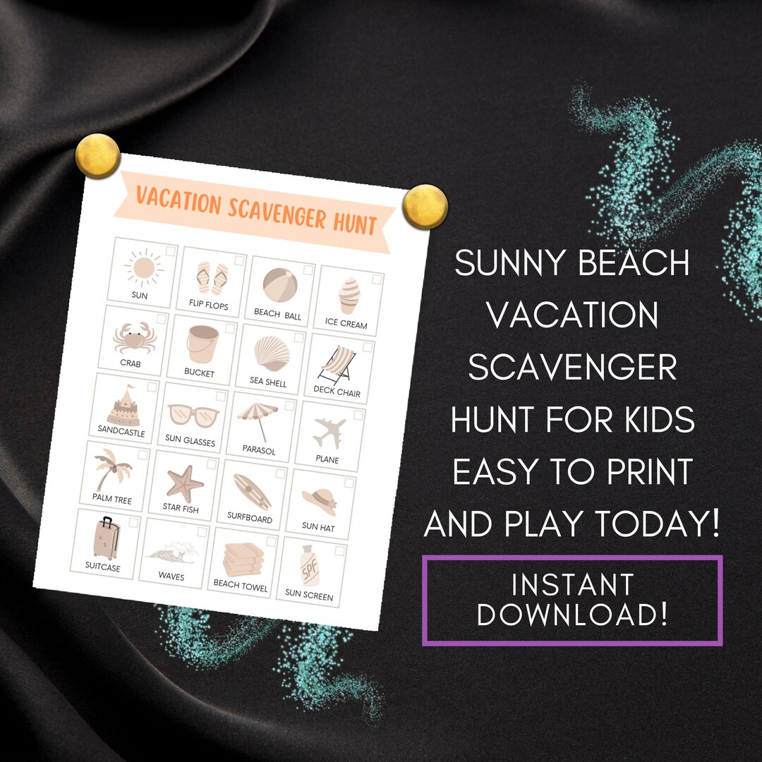Beach Scavenger Hunt for Kids Printable – Vacation Activity for Kids ...