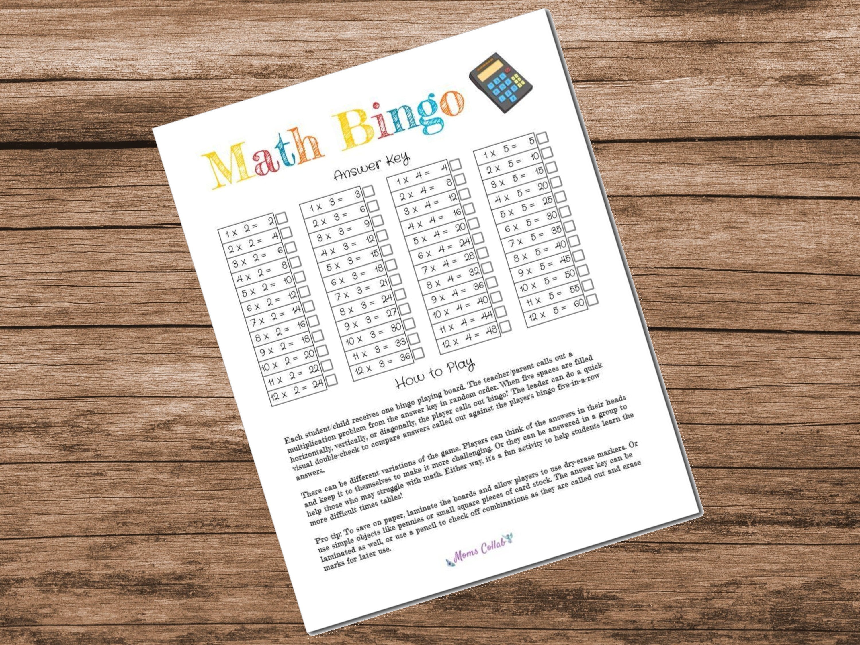 Math Bingo - 2, 3, 4, and 5 Multiplication Learning Game Printable ...