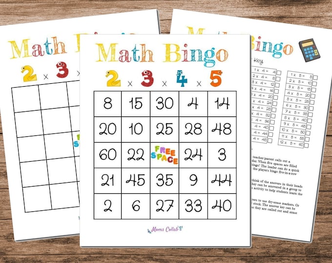 Math Bingo - 2, 3, 4, and 5 Multiplication Learning Game Printable ...