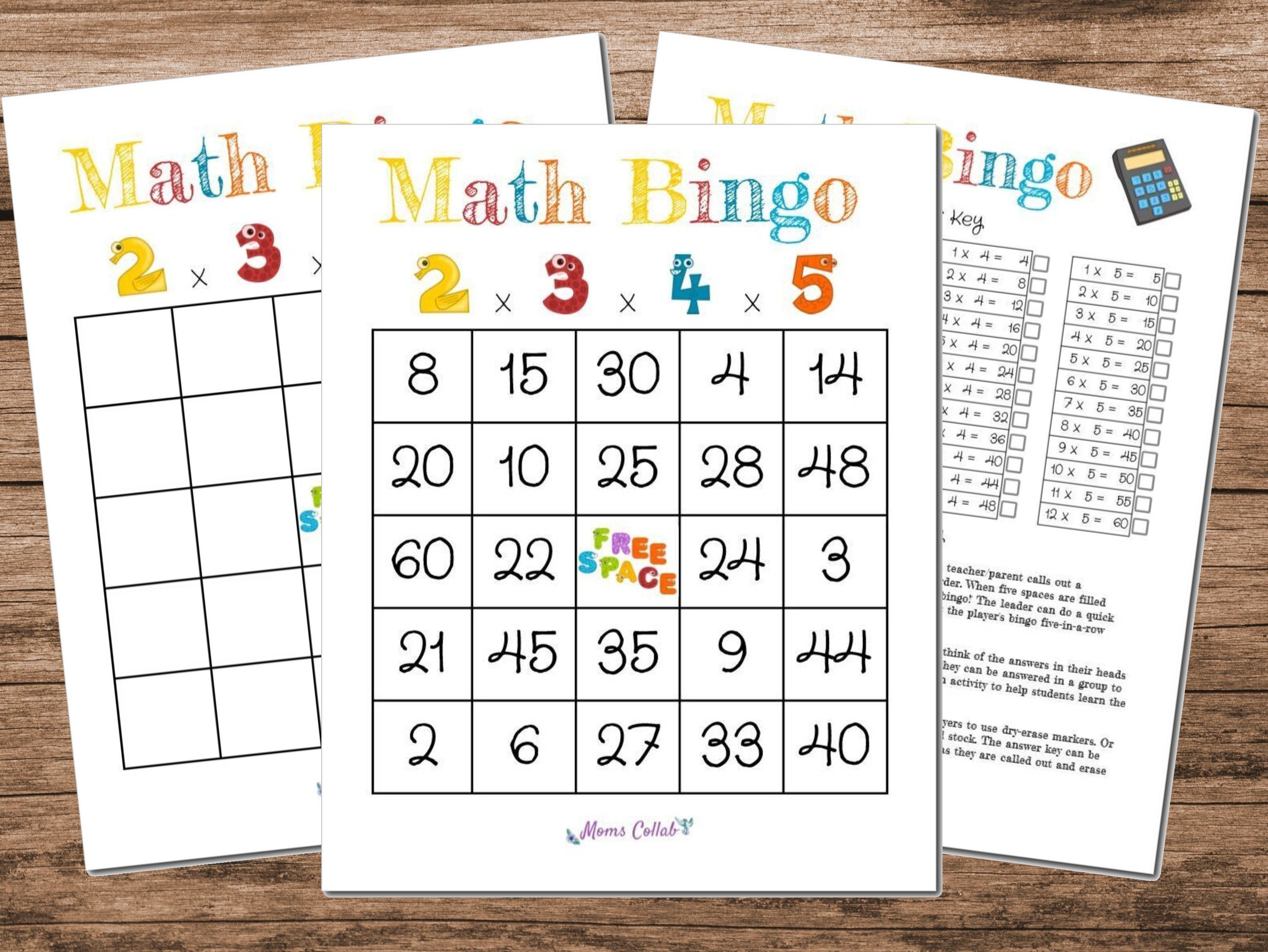 Printable Math Bingo Printable Word Searches Printable Math Bingo Printable Word Searches
