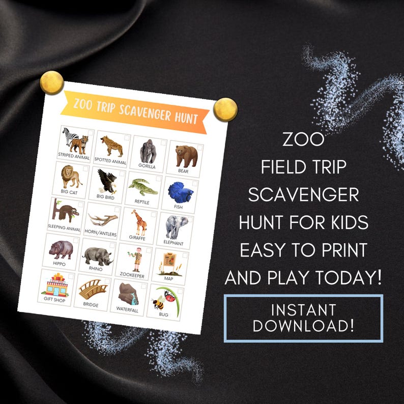 Zoo Scavenger Hunt for Kids Printable – Animal Adventure Game for Zoo ...