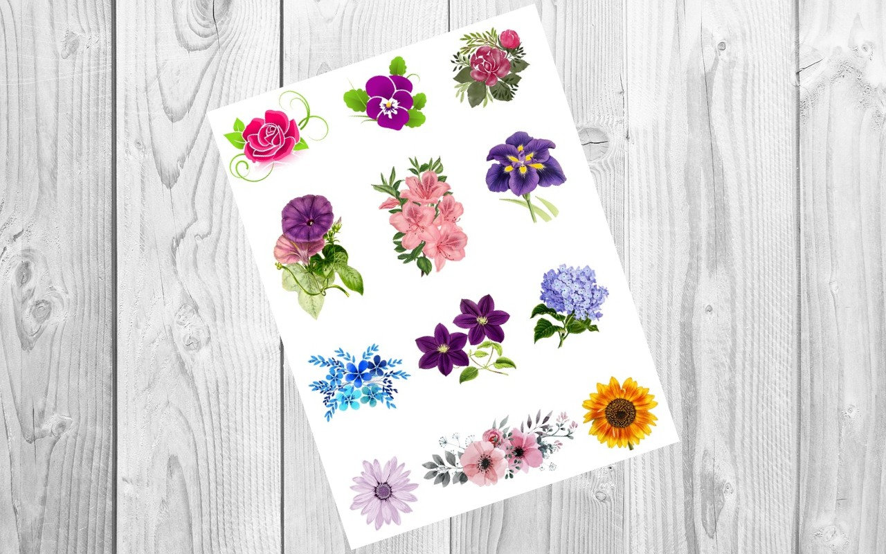 Flower Printable PDF for DIY Stickers - High Quality Free Use Images - Etsy