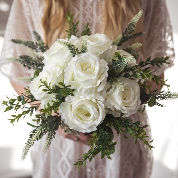White Rose Bouquet - Etsy