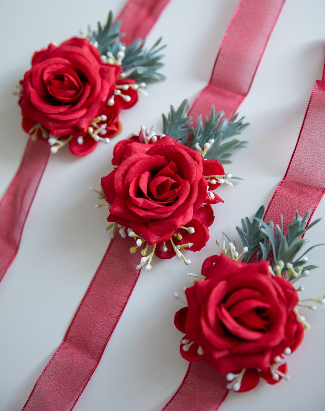 Red Rose Corsage, Wrist Corsage, Red Wrist Corsage, Rose Corsage, Boho ...
