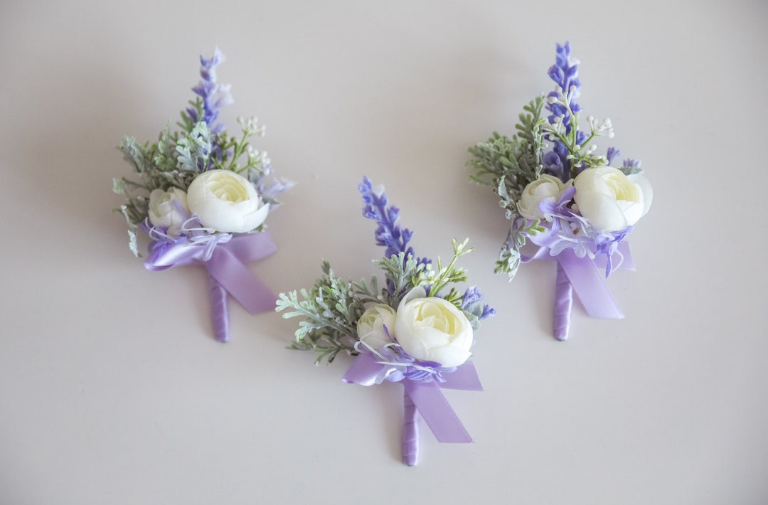 Lavender Boutonniere for Men, Lavender Buttonhole, Artificial ...