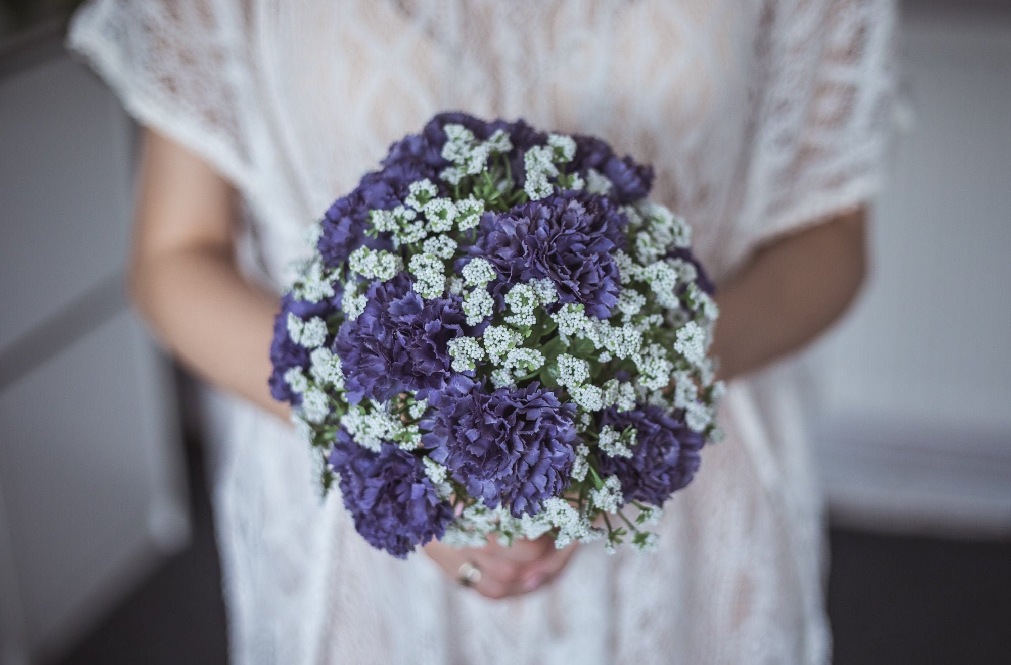 Purple And White Carnation Bouquet