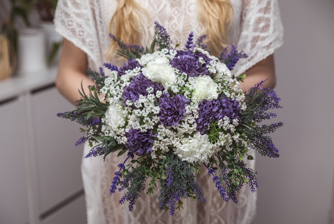 Violet Purple Flowers, Violet Lavender Bouquet, Purple Wedding Bouquet ...