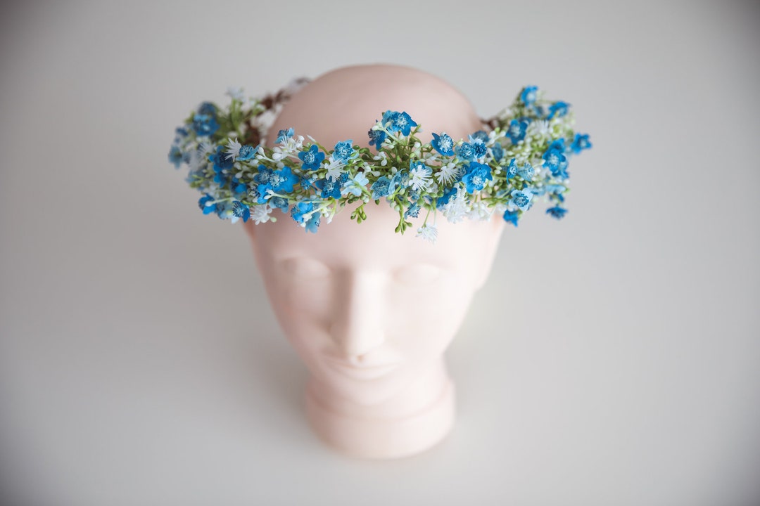 Blue Flower Head Crown, Flower Crown, Floral Crown Bride, Festival ...