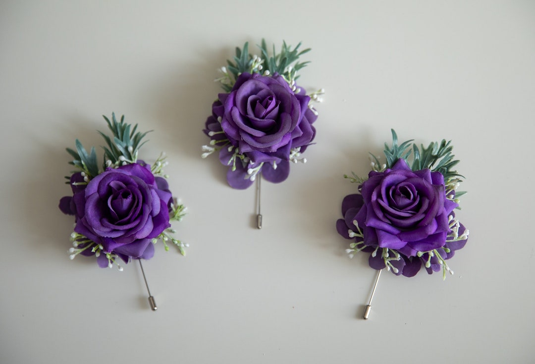 Purple Buttonhole for Man, Violet Buttonhole, Purple Rose Buttonhole ...