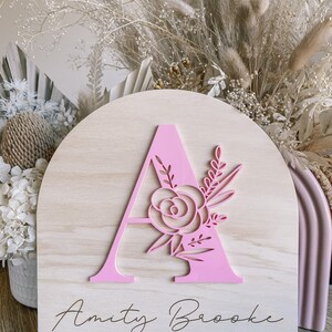 Wooden Floral Initial Arch Plaque - Etsy