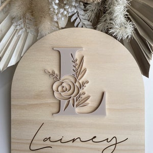 Wooden Floral Initial Arch Plaque - Etsy