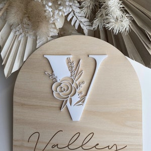 Wooden Floral Initial Arch Plaque - Etsy