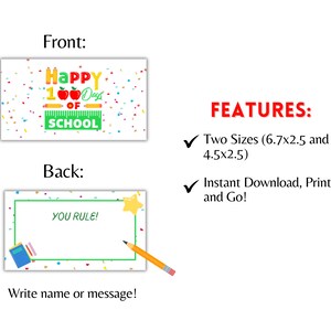 100th Day of School Cookie Bag Topper Printable, Treat Bag Topper, 100 ...