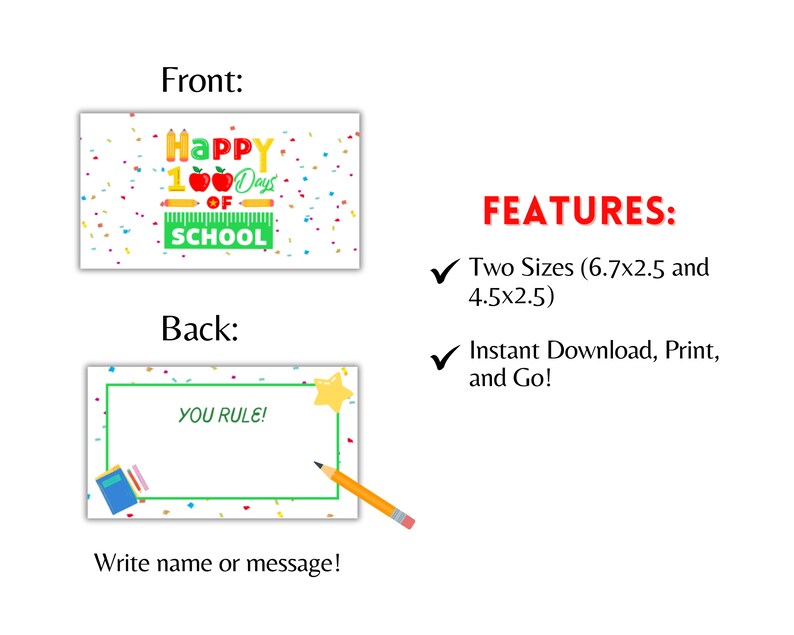 100th Day of School Cookie Bag Topper Printable, Treat Bag Topper, 100 ...