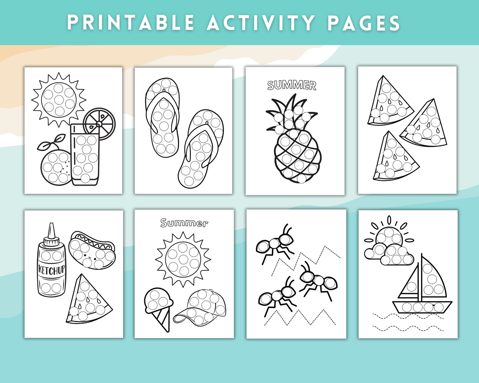 Summer Dot Marker Activities, Dot Marker Coloring Sheets, Dot Marker ...