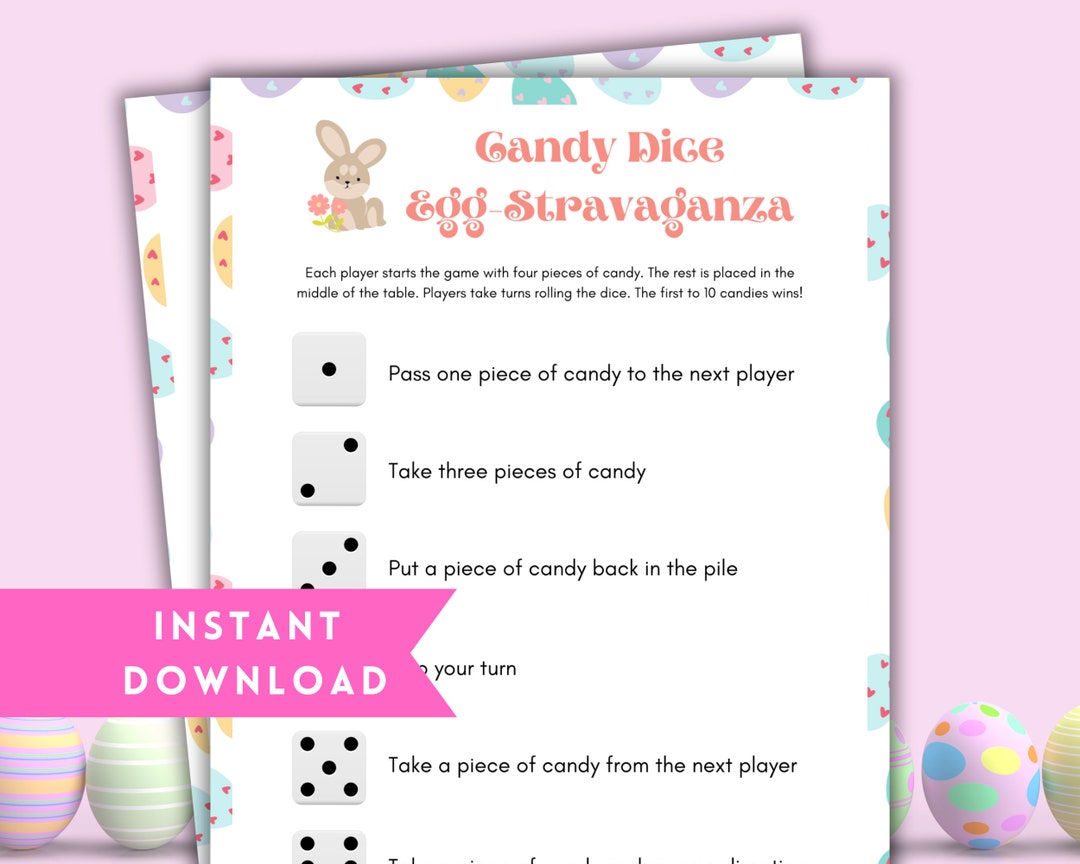 Easter Candy Dice Game Printable, Right Left Game for Easter, Easter ...