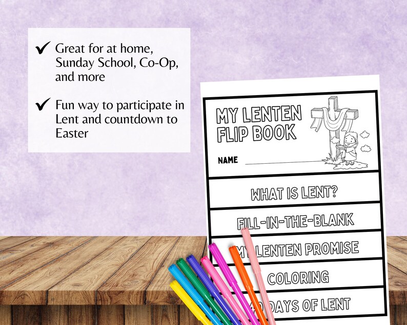 Lent Activity Kids Flip Book, Lent Coloring Pages, Lenten Sunday School ...
