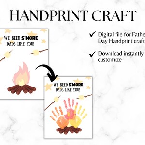 Handprint Smores Father's Day, Father's Day Handprint Sign, Handprint ...