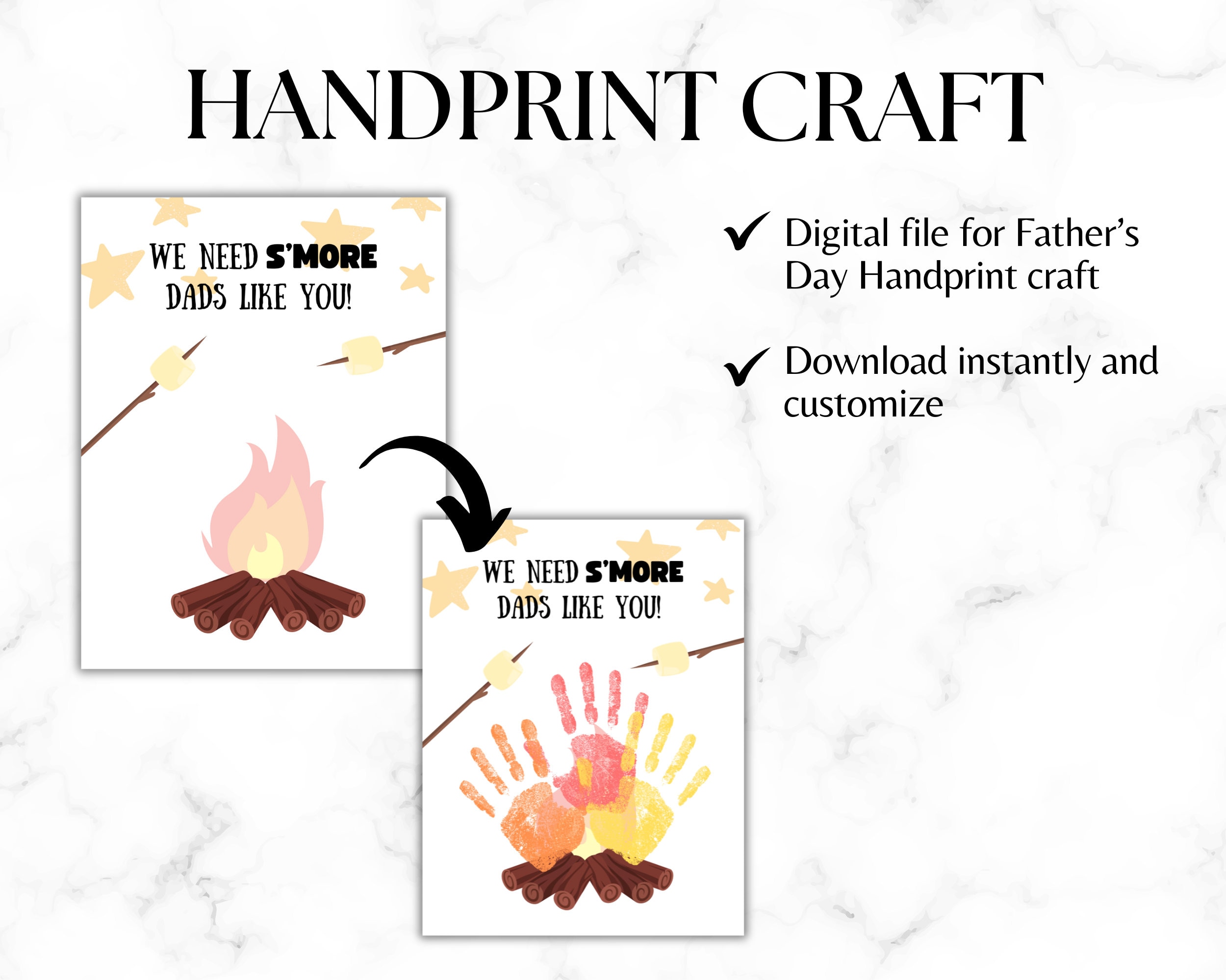 Handprint Smores Father's Day, Father's Day Handprint Sign, Handprint ...