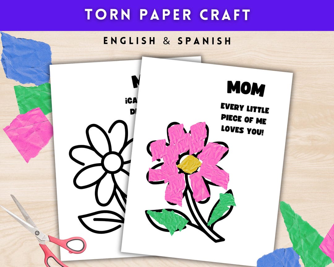 Mothers Day Craft for Preschoolers, Torn Paper Mom Printable, Preschool ...