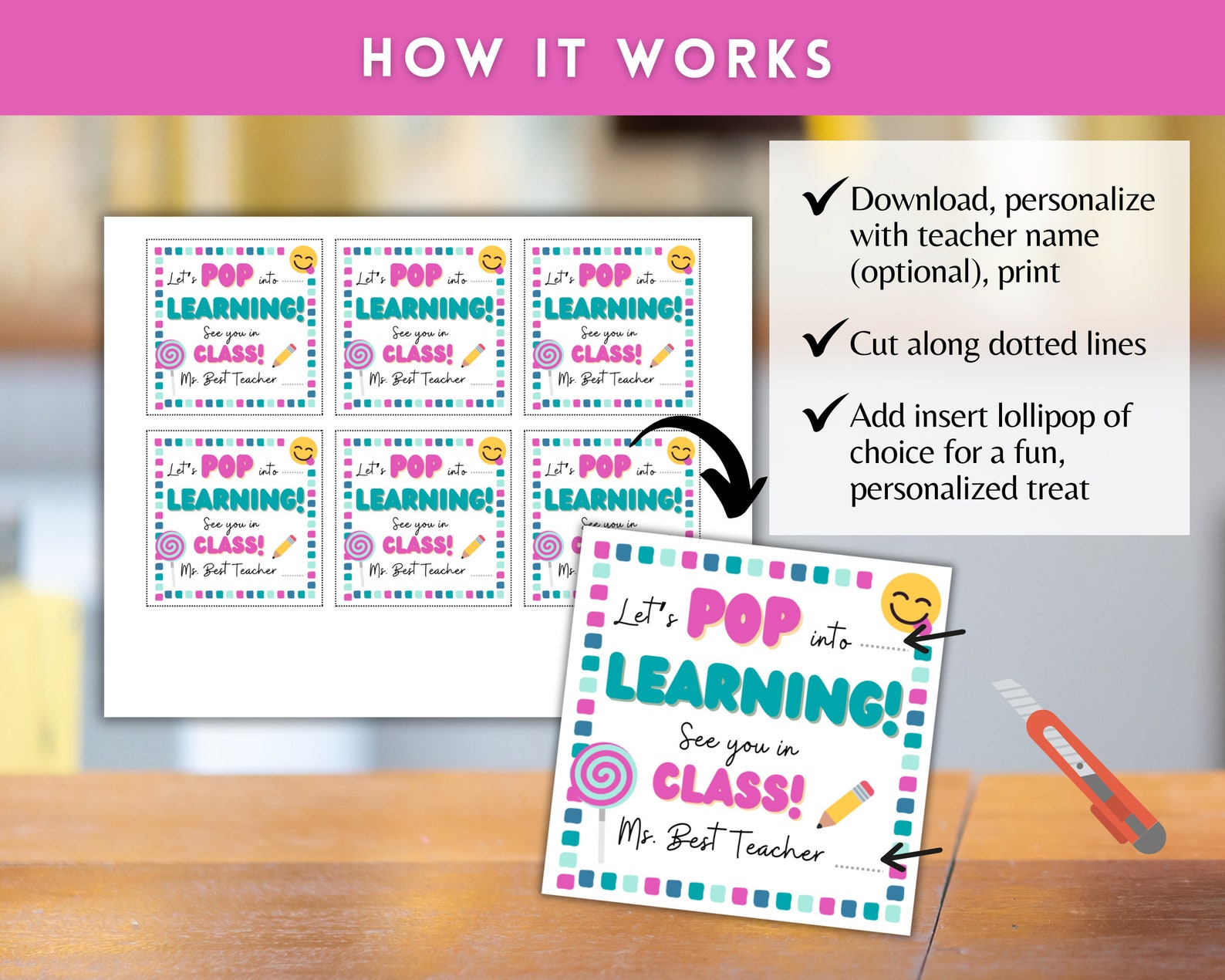 Editable Meet the Teacher Pop Tag, Back to School Lollipop Tag, First ...