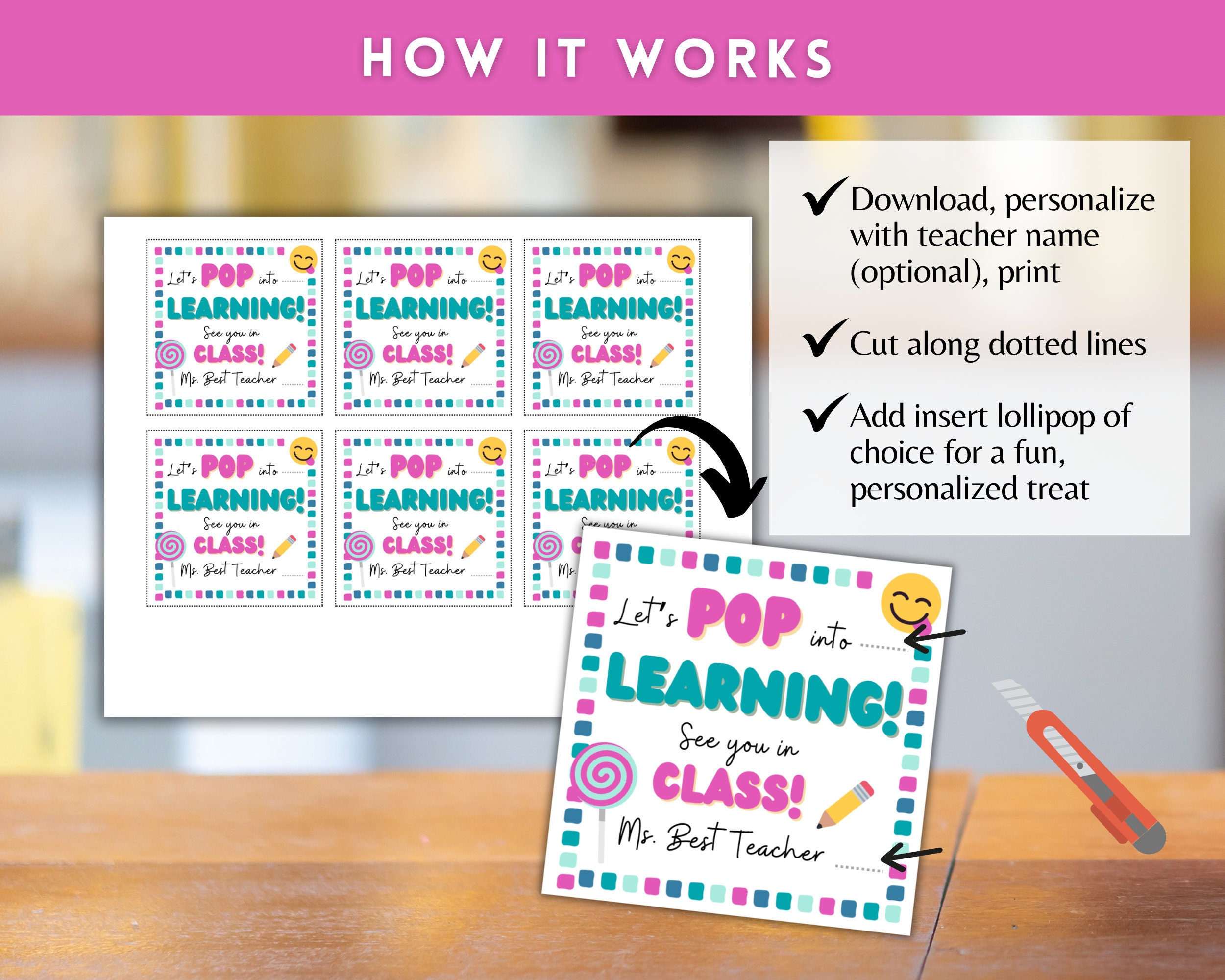 Editable Meet the Teacher Pop Tag, Back to School Lollipop Tag, First ...