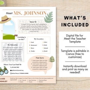 Editable Meet the Teacher Template With Greenery, All About Me, Safari ...
