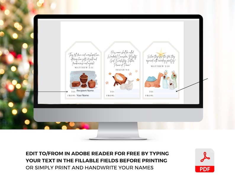 Printable Christmas Nativity Scene Gift Tags, Christian Christmas Bible ...