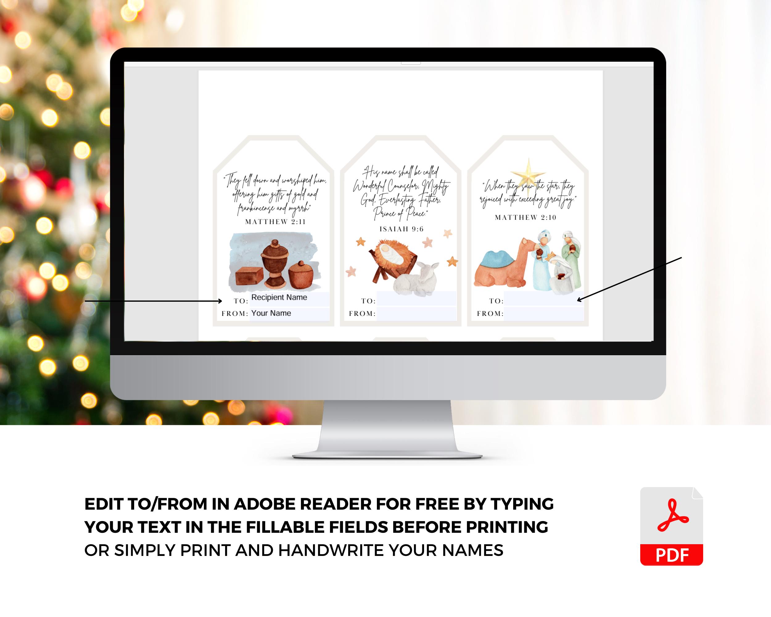 Printable Christmas Nativity Scene Gift Tags, Christian Christmas Bible ...