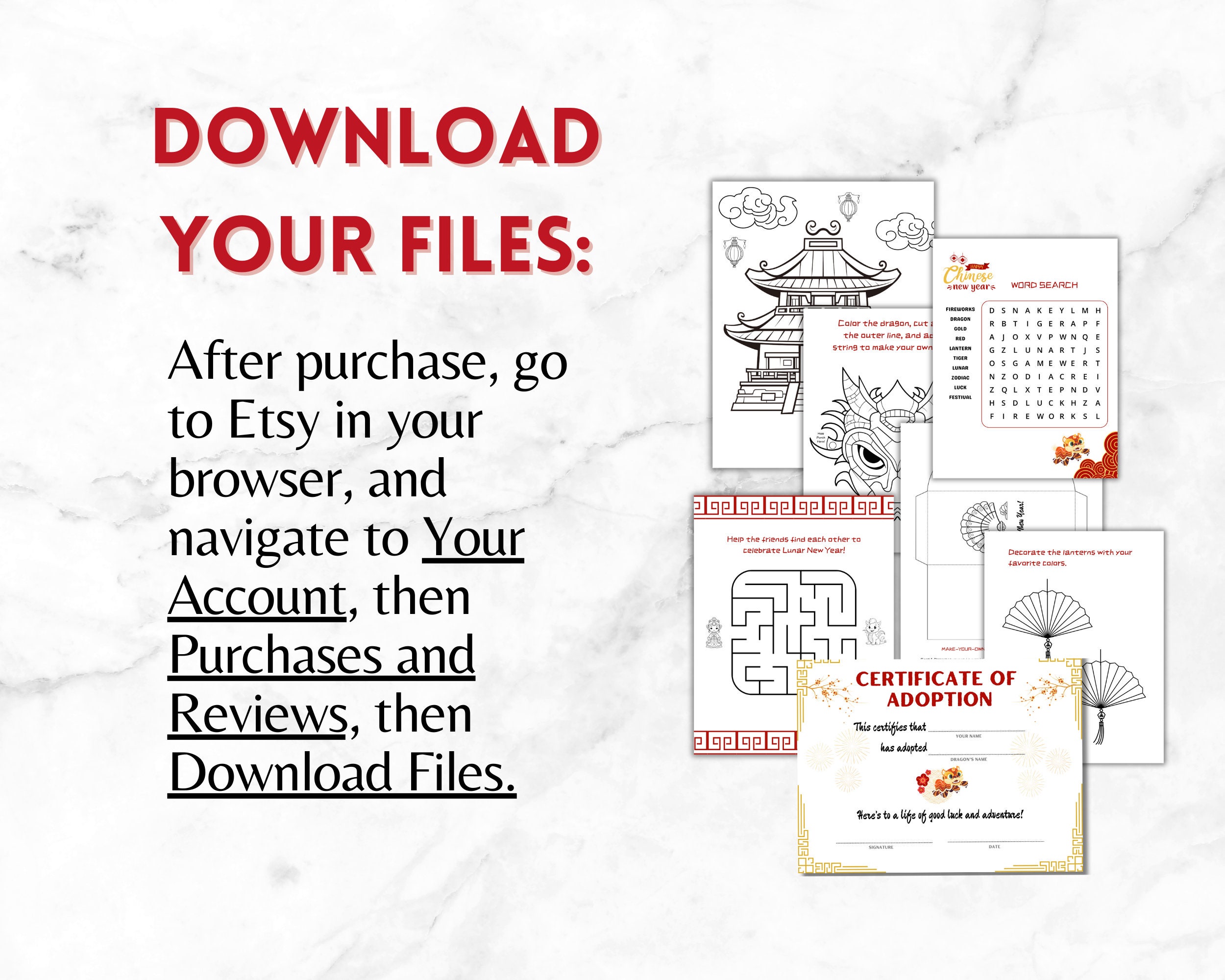 Lunar New Year Printable Activity Bundle for Kids, Chinese New Year ...