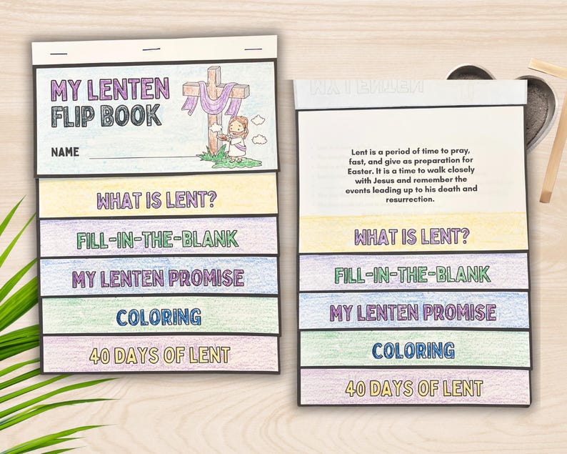 Lent Activity Kids Flip Book, Lent Coloring Pages, Lenten Sunday School ...
