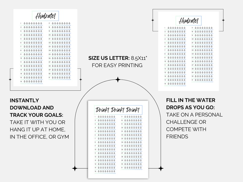 Drinking Water Habit Tracker Printable, Drinking Water Tracker, Water ...