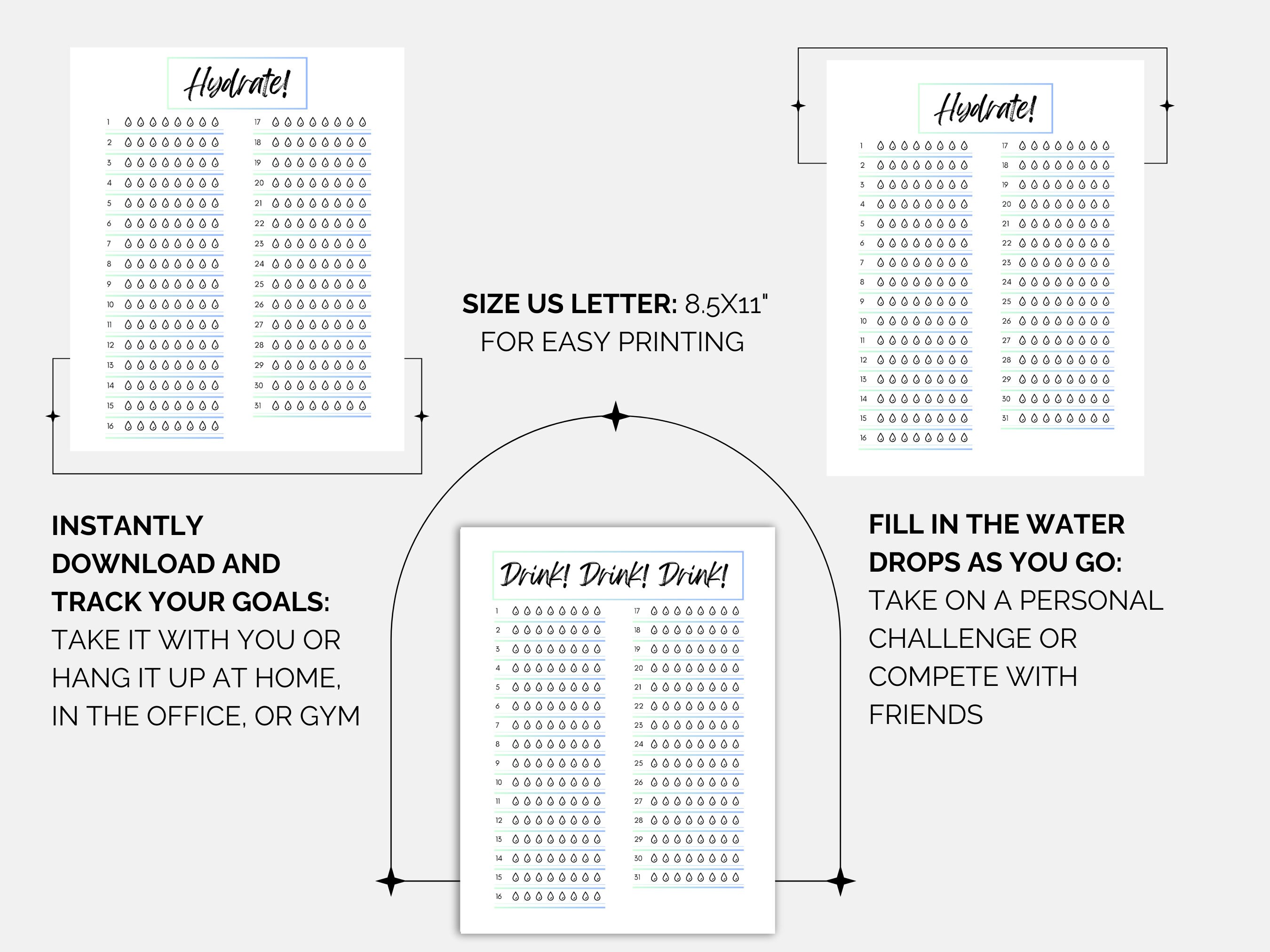 Drinking Water Habit Tracker Printable, Drinking Water Tracker, Water ...