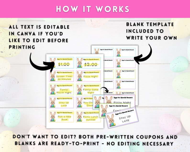 Easter Egg Coupons Printable, Easter Egg Tokens, Easter Egg Fillers ...