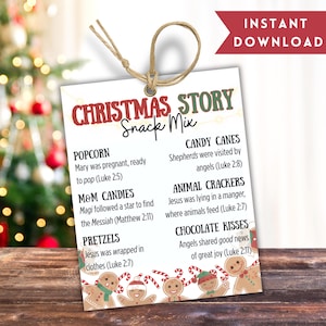 Nativity Story Snack Mix Topper, Christmas Story Snack Mix, Christmas ...