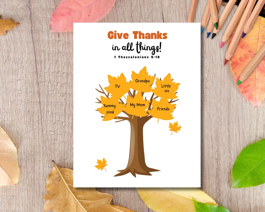 Christian Thanksgiving Craft, Gratitude Tree Bible Verse Coloring Pages ...