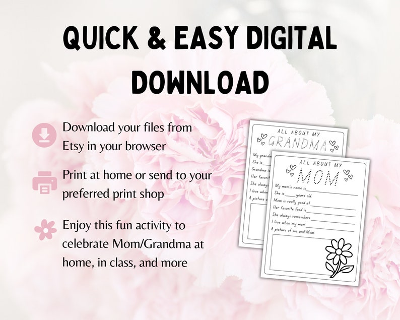 All About My Mom Printable Interview, All About Grandma, Mothers Day ...